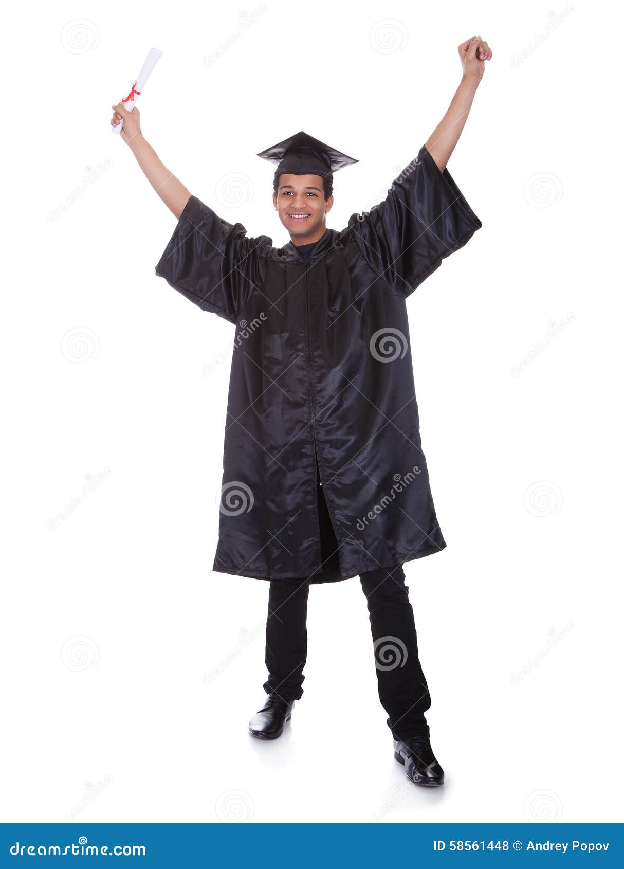 Excited Young Graduation Man Stock Photo - Image of graduation, black ...