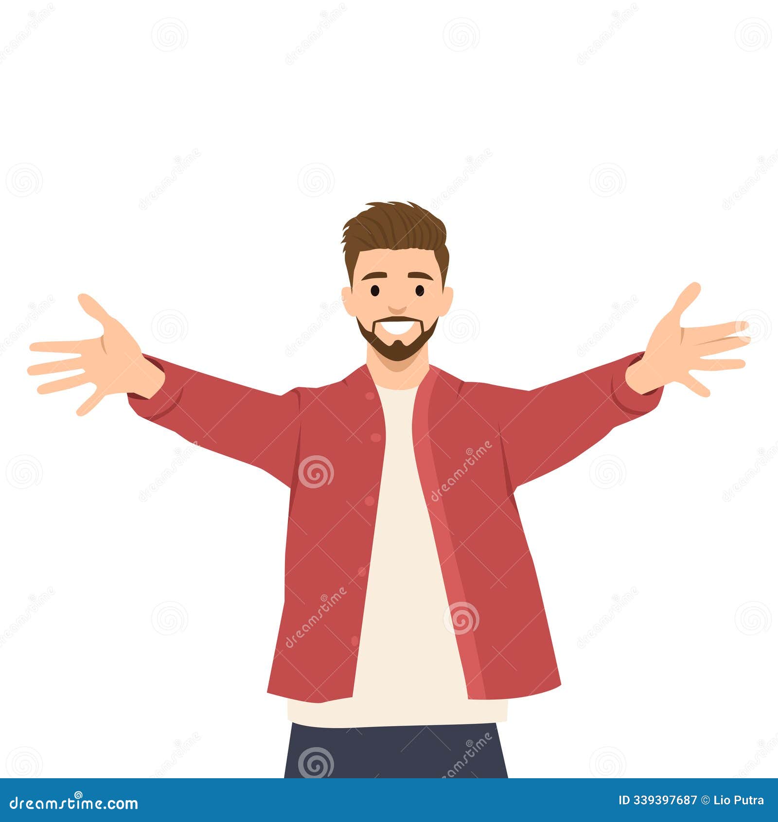 Excited Young Man Stretch Hands for Hug Stock Illustration ...