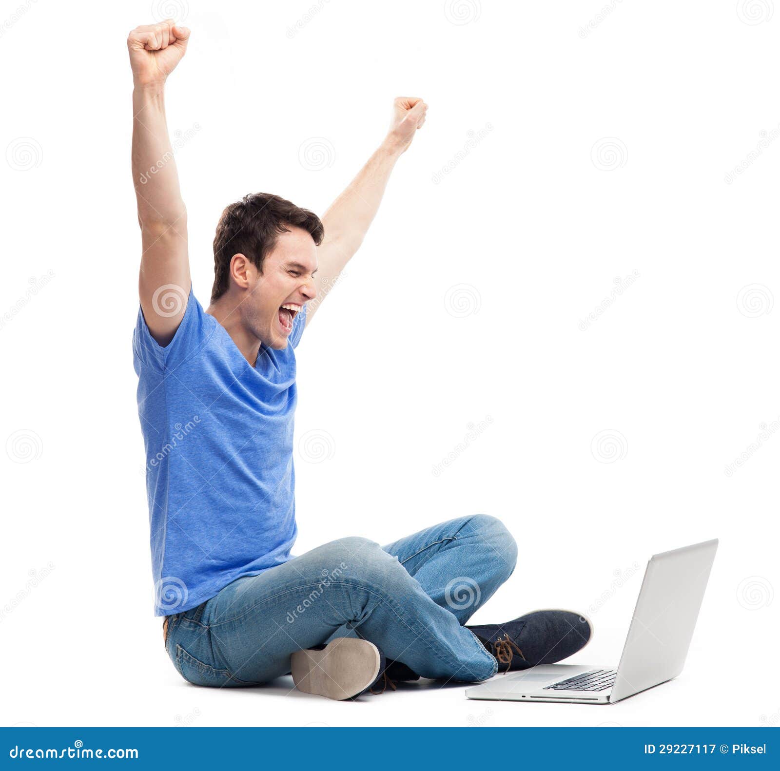 Excited Young Man Using Laptop Stock Image - Image of casual, gesturing ... Excited Young Man Using Laptop Stock Image - Image of casual, gesturing ...