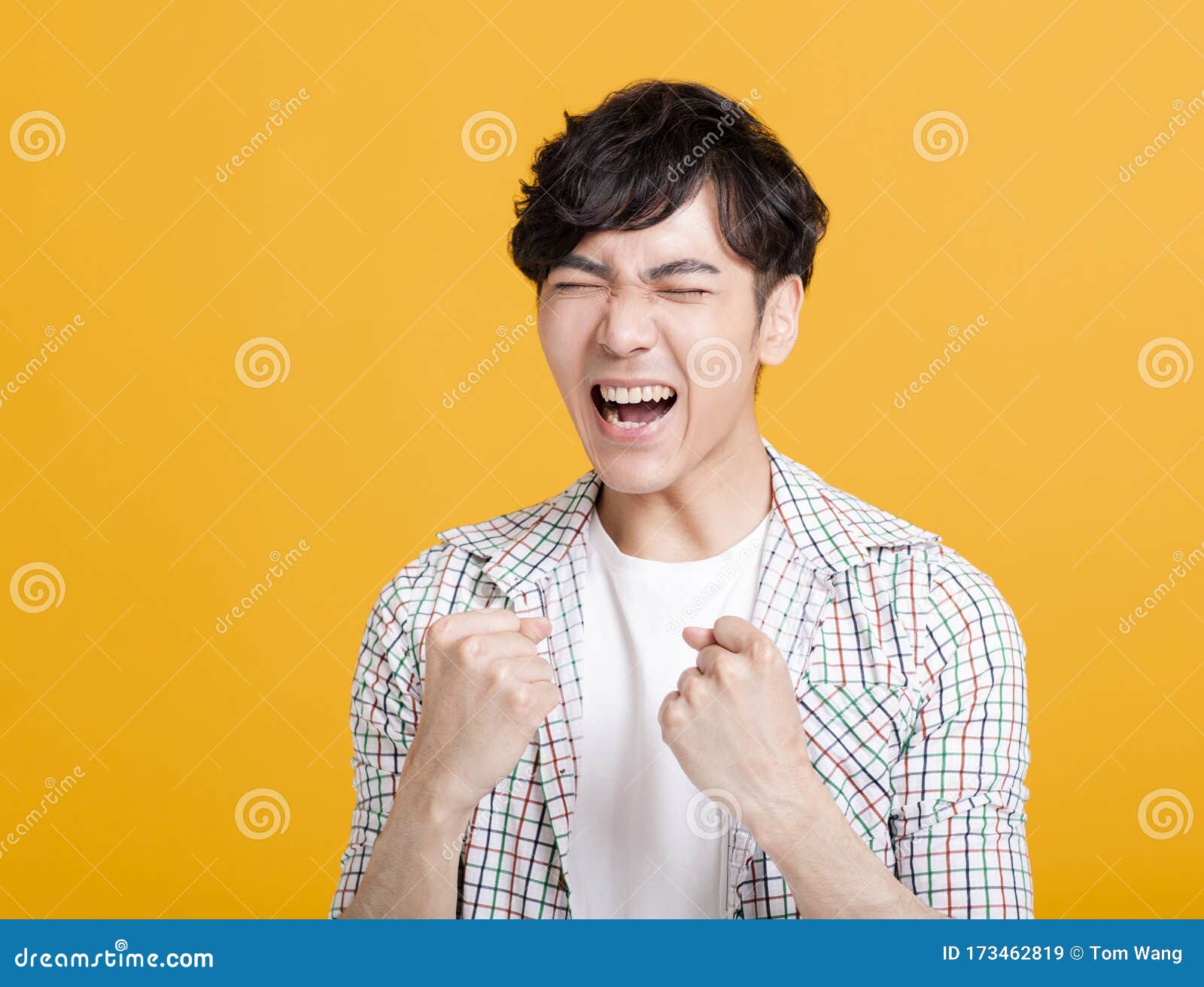 Excited Young Man with Yelling Face Stock Image - Image of mouth ...