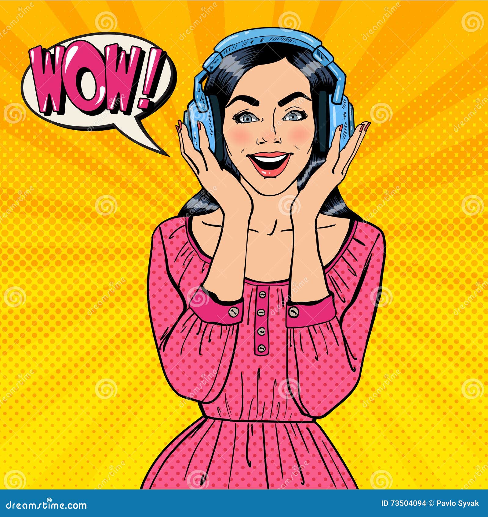 Excited Young Woman Listening Music. Girl in Headphones Stock Vector ... Excited Young Woman Listening Music. Girl in Headphones Stock Vector ...