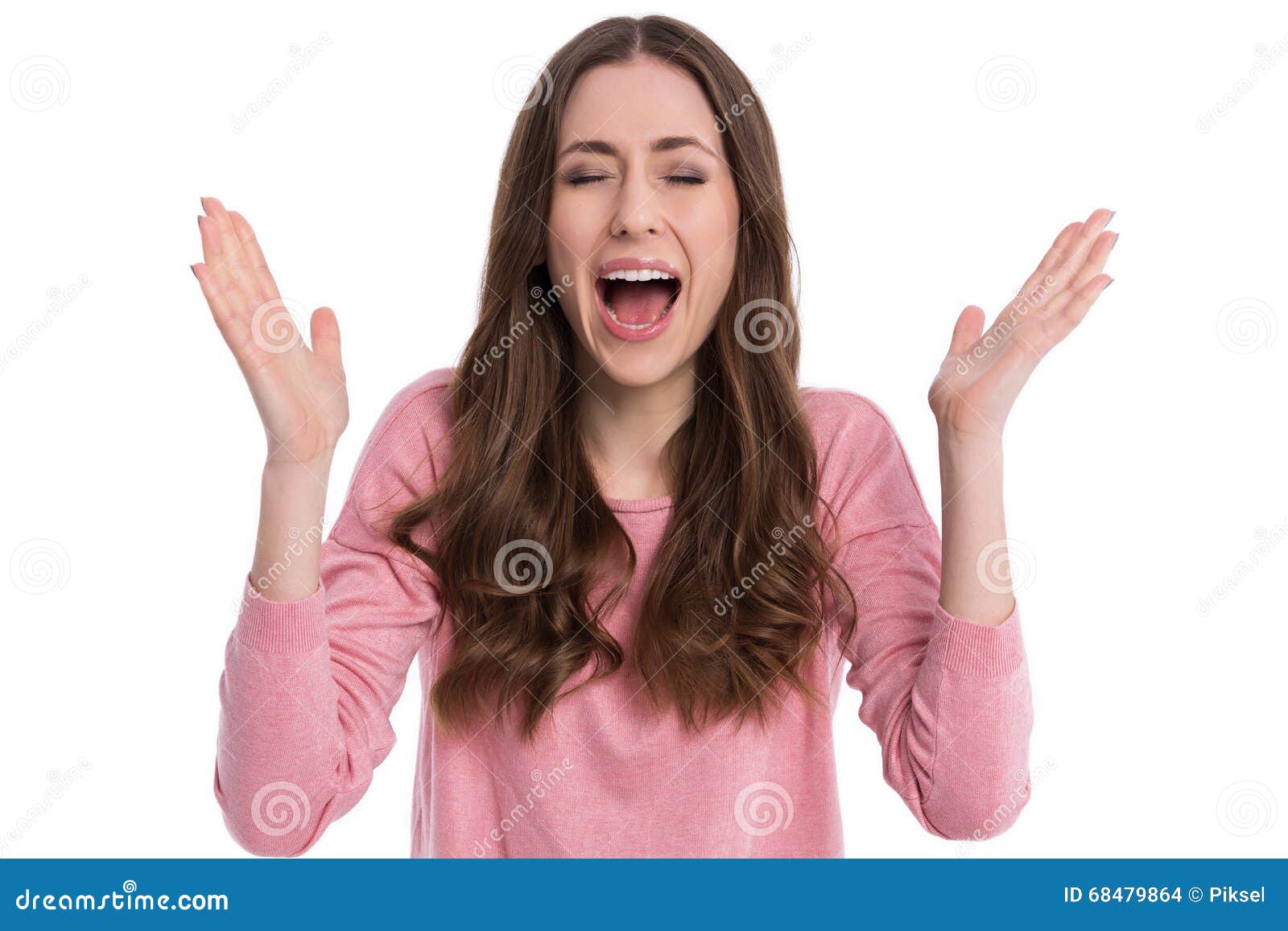 Excited young woman stock photo. Image of enjoying, screaming - 68479864