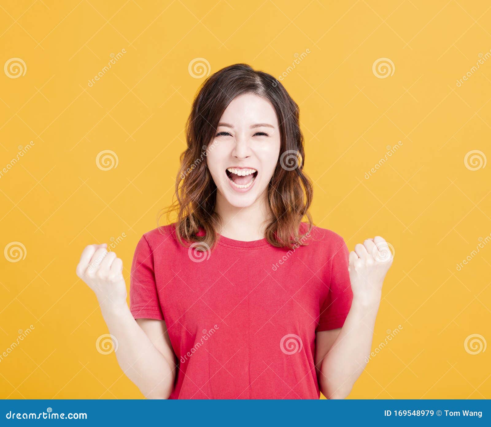 Excited Young Woman with Success Gesture Stock Image - Image of fashion ...