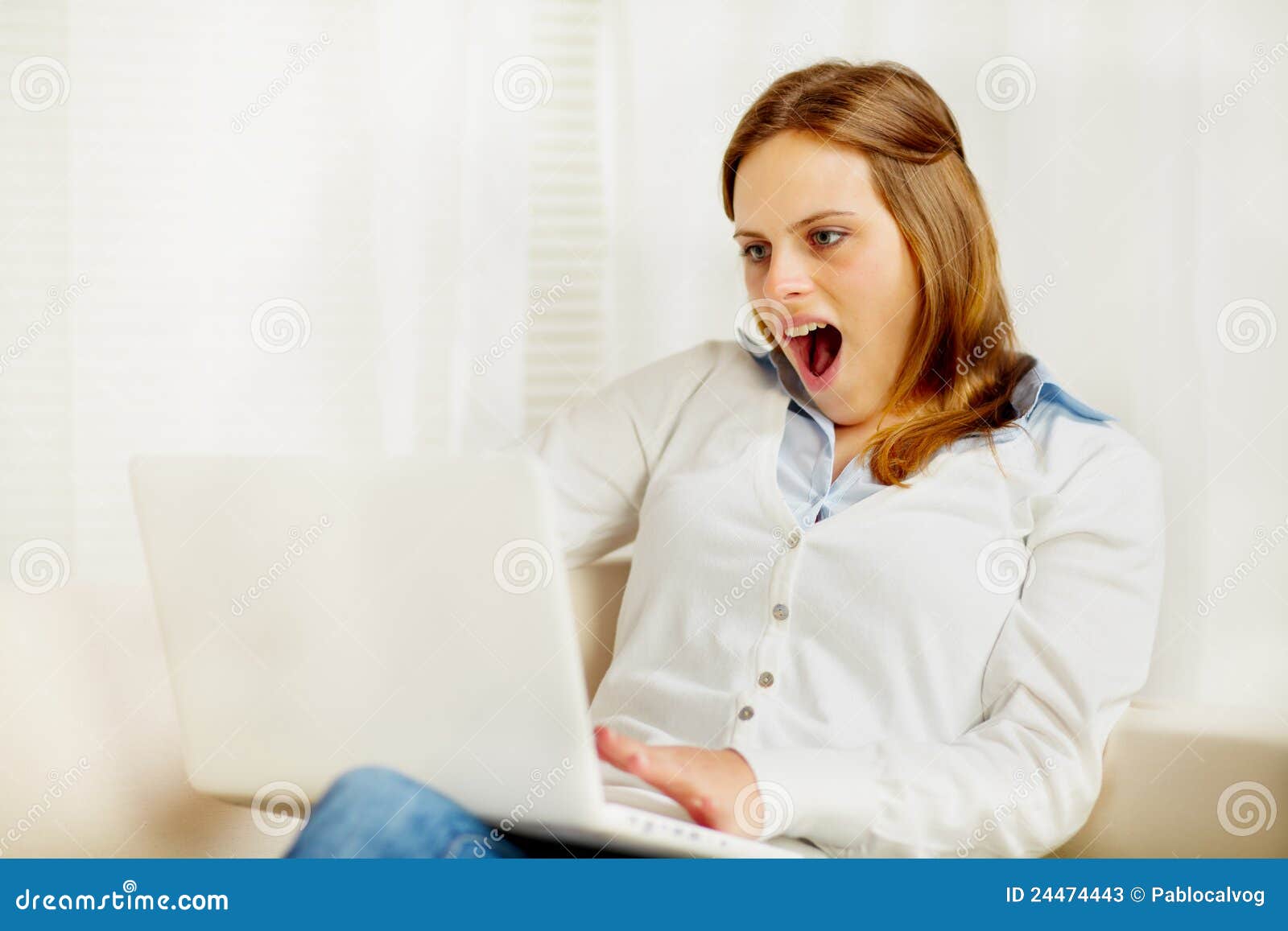 Excited Young Woman Using a Laptop Stock Image - Image of excitement ...