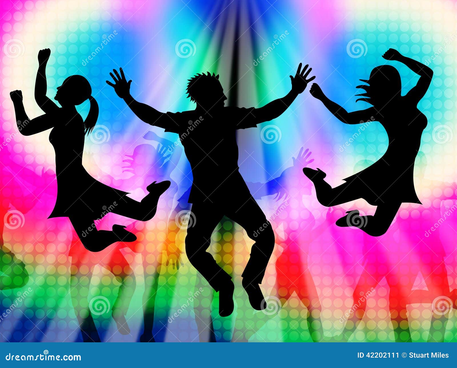 Excitement Jumping Represents Disco Dancing and Activity Stock ...