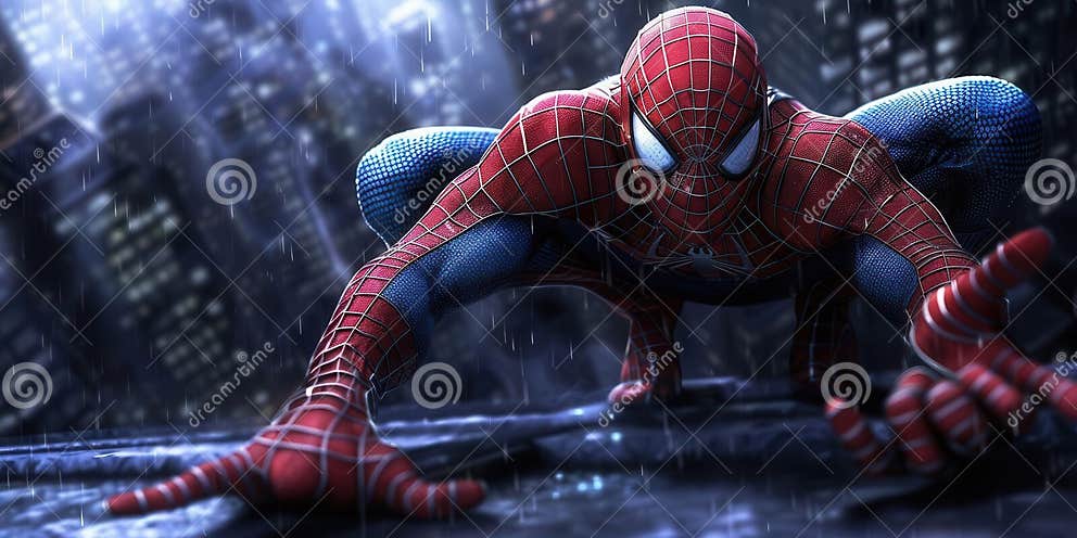 Dynamic Spider-Man in Action. Marvel Superhero Concept Stock ...