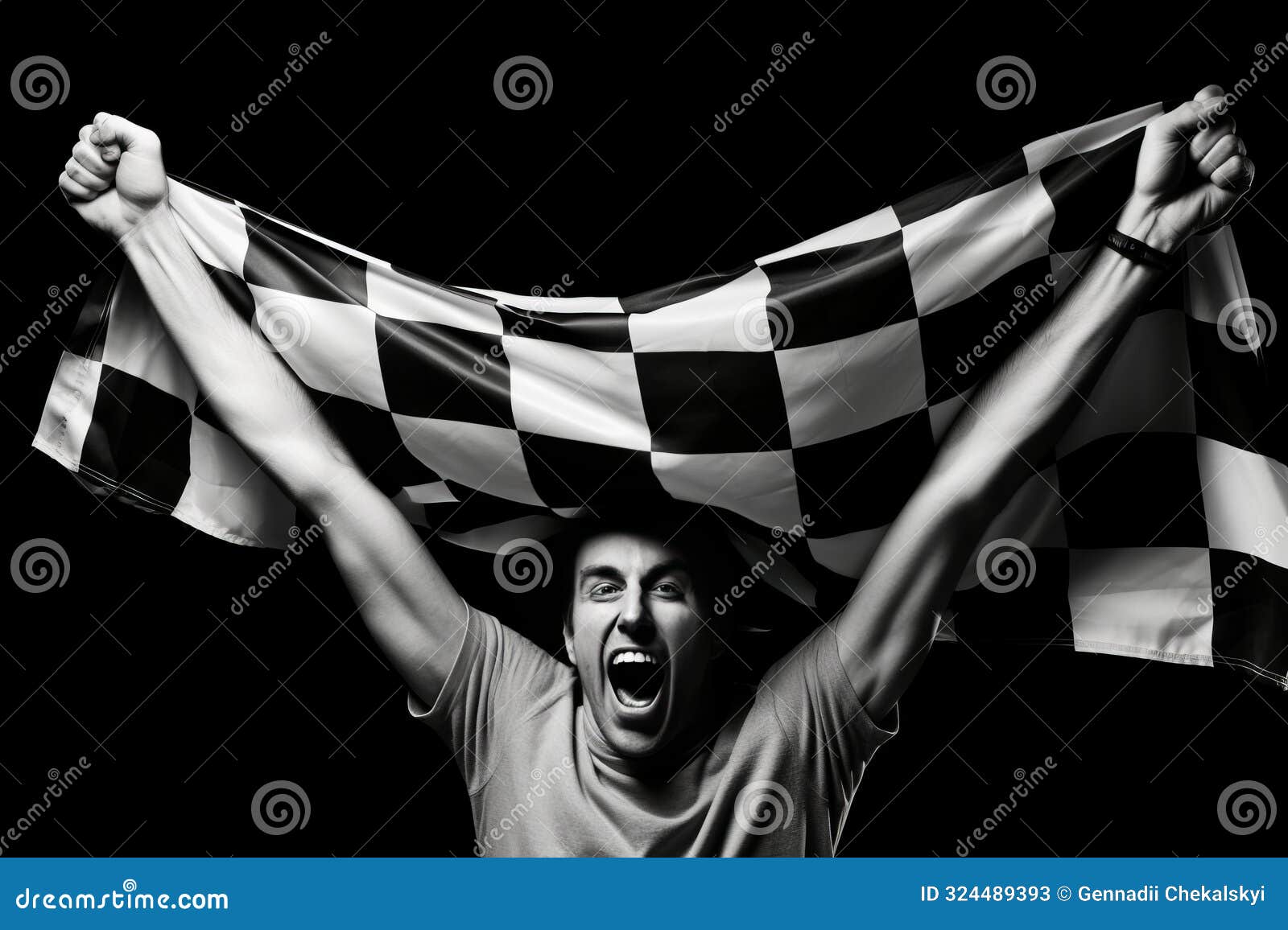 Exciting Car Racing Start Flag Awaiting Elevation Action-packed High ...