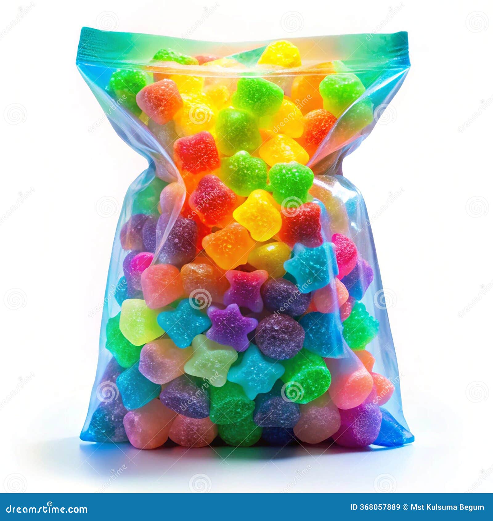 UV Reactive Gummy Candy Bag With Glowing Patterns Stock Photo ...