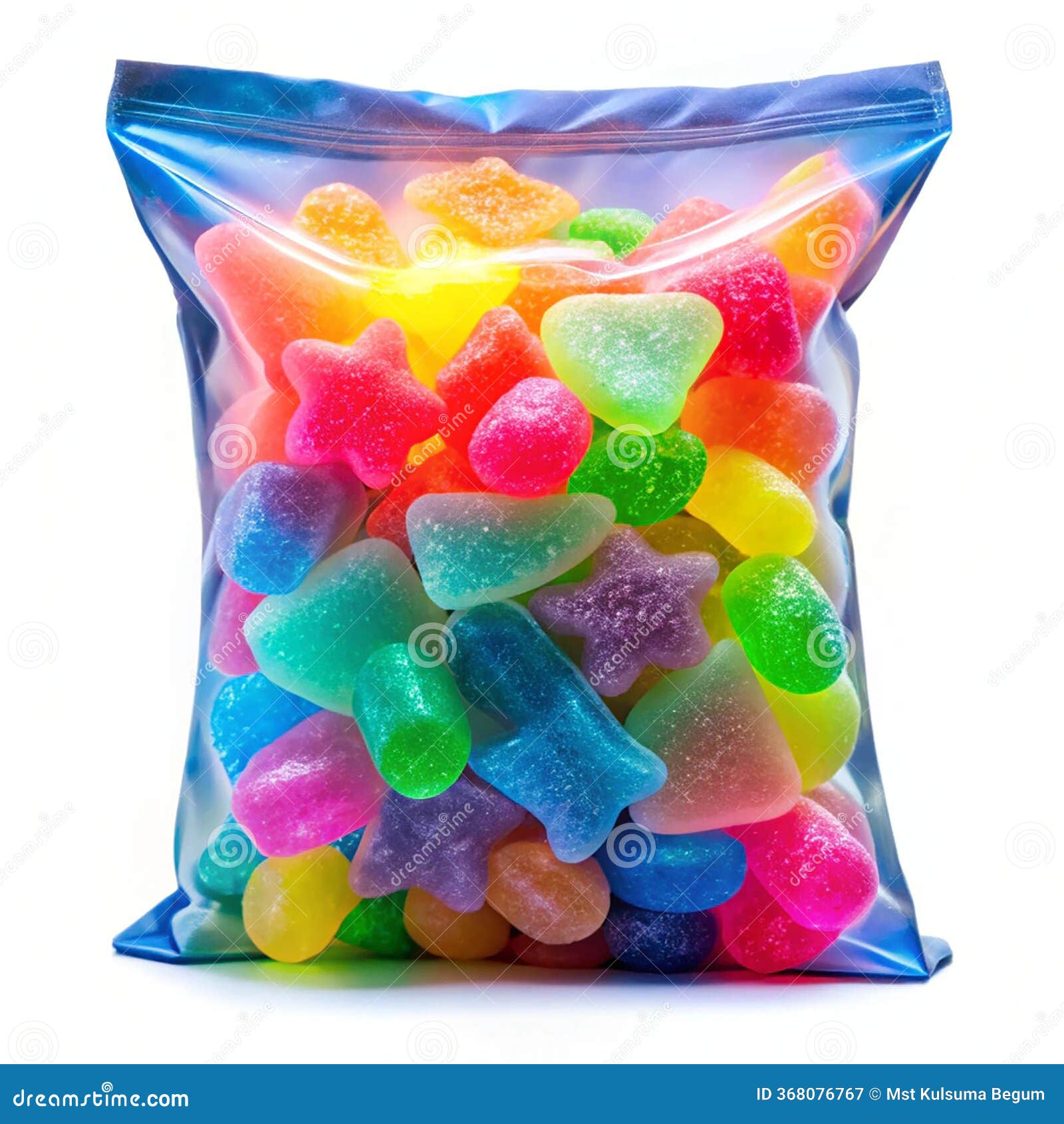 UV Reactive Gummy Candy Bag With Glowing Patterns Stock Photo ...