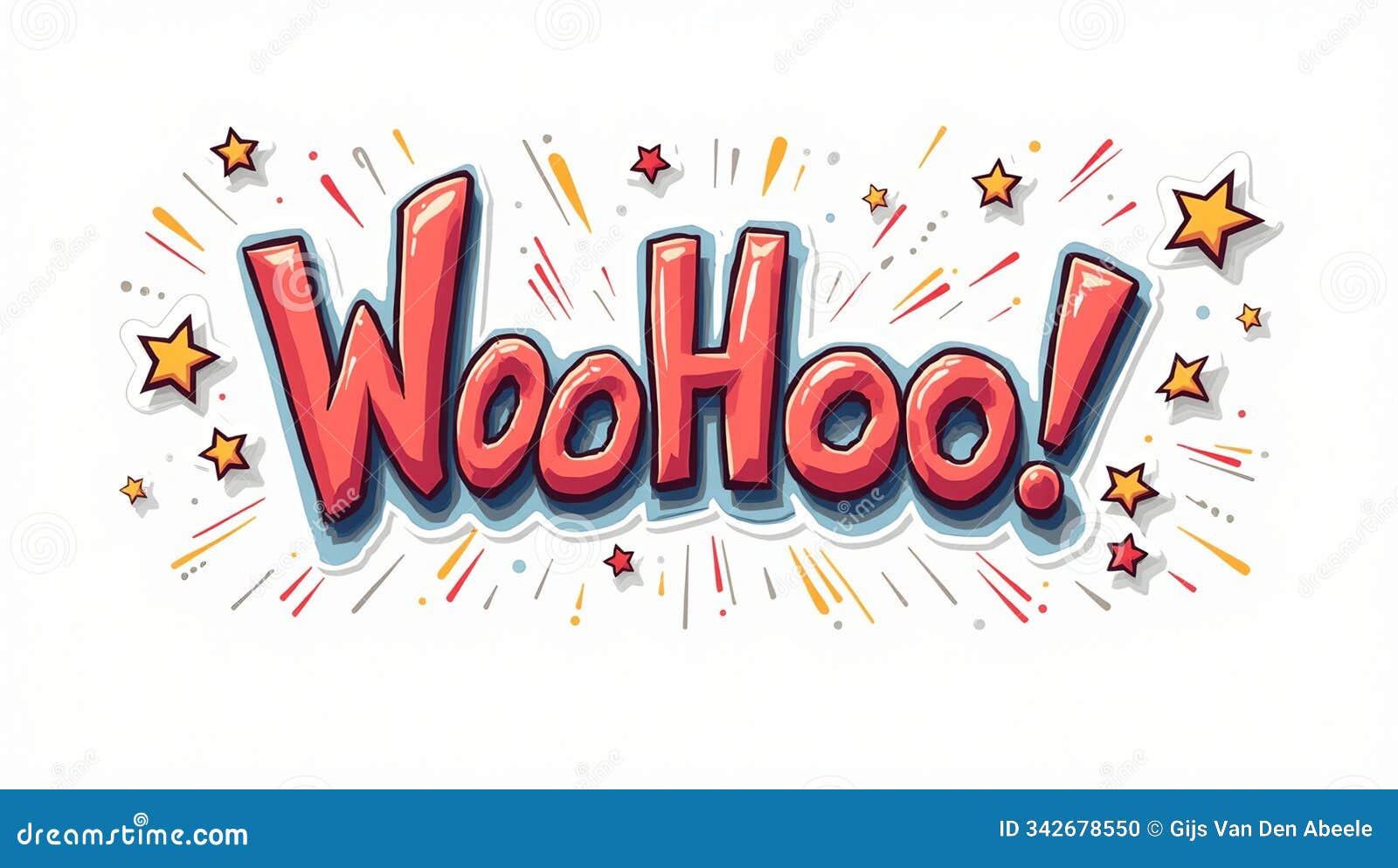 Exciting Woohoo in Festive Wavy Script with Stars and Lines Stock ...