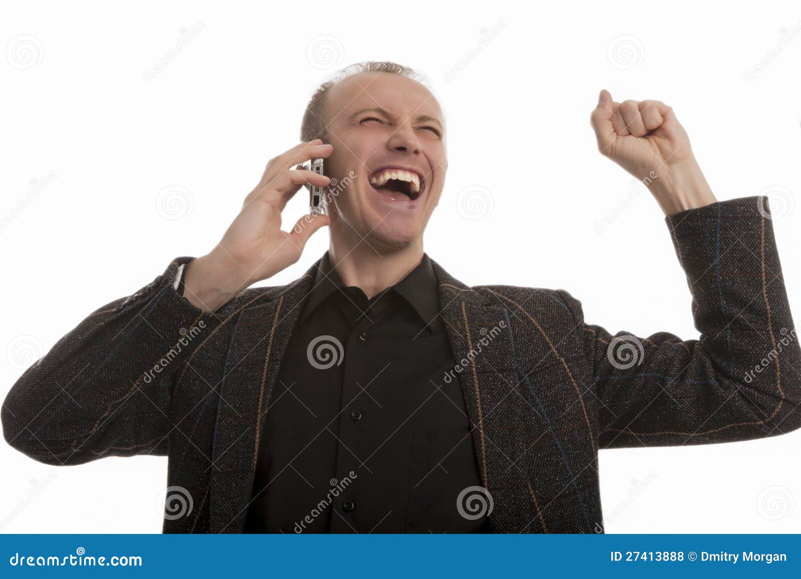 Exclaiming Young Man Speaking on Cellphone Stock Photo - Image of ...