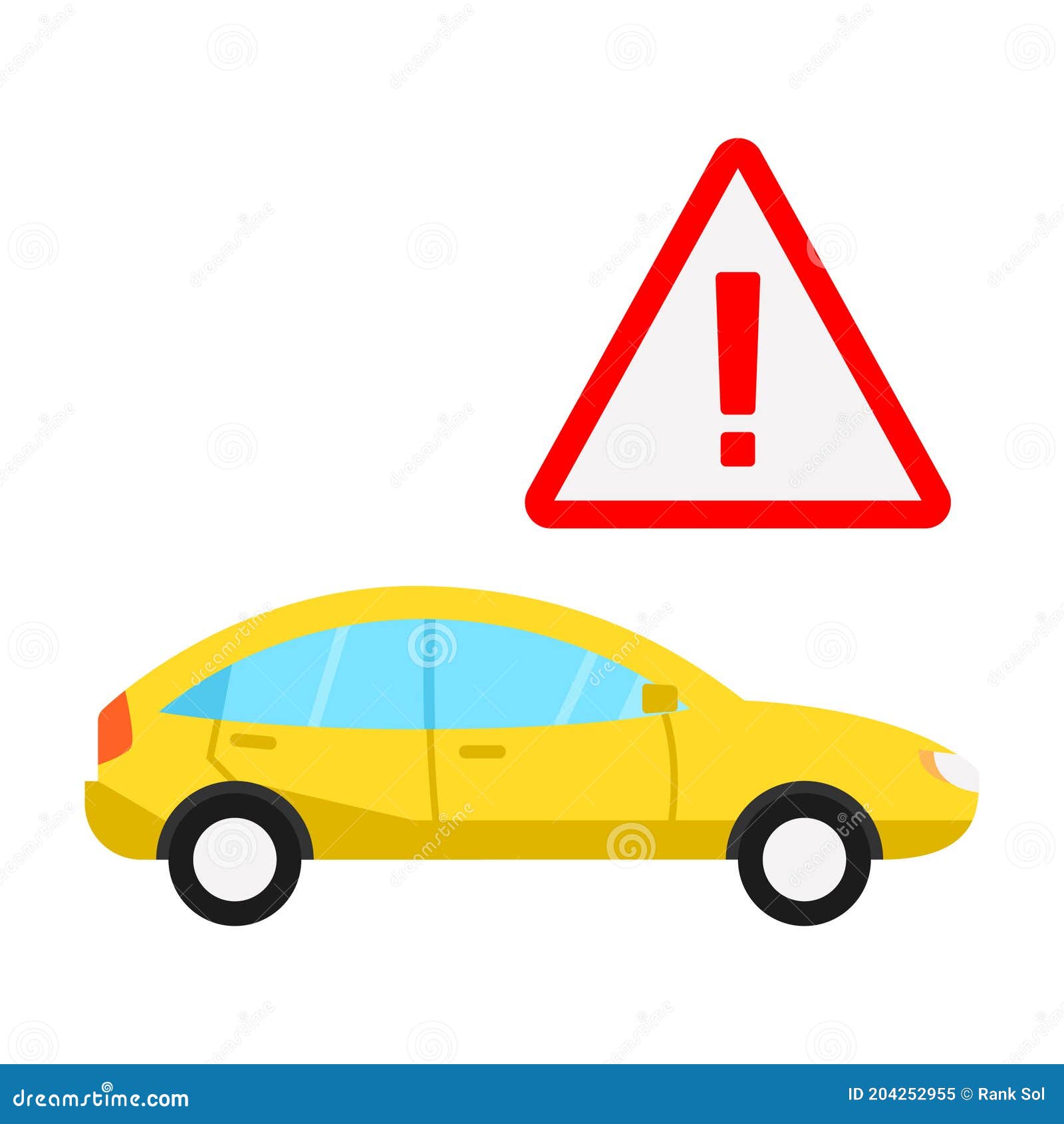 Exclamation with Car Isolated Vector Icon that Can Be Easily Modified ...