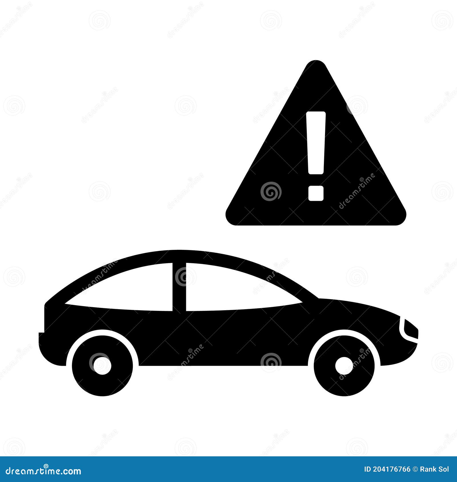 Exclamation with Car Isolated Vector Icon that Can Be Easily Modified ...
