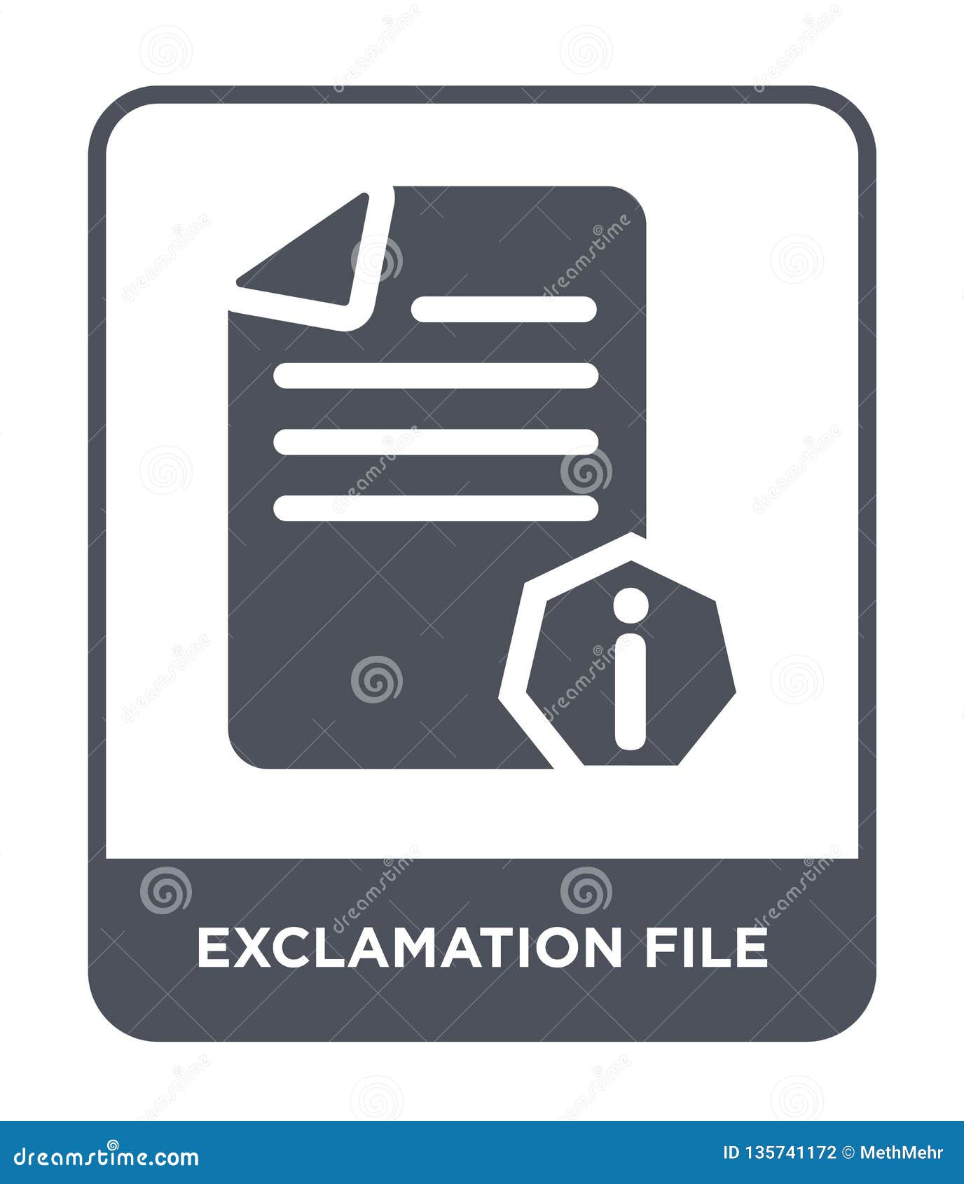 Exclamation File Icon in Trendy Design Style. Exclamation File Icon ...