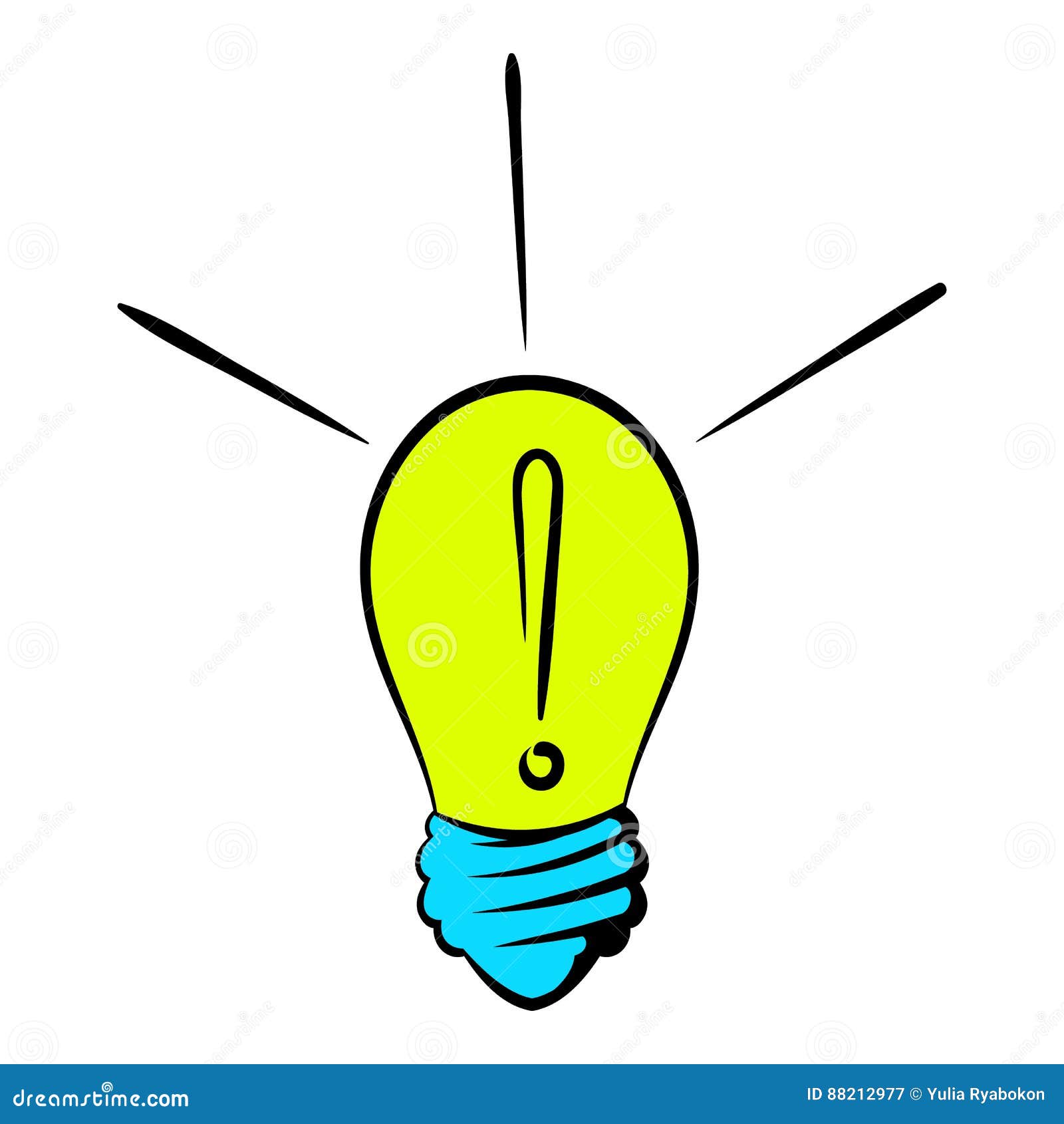 Exclamation in a Lightbulb Icon, Icon Cartoon Stock Vector ...