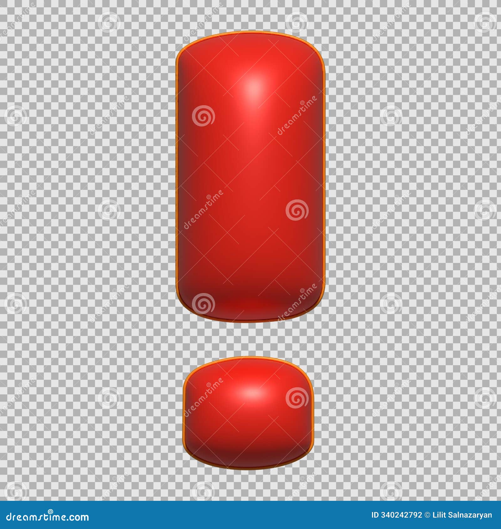 3D Rendered Glossy Red Exclamation Mark Isolated on Transparent ...