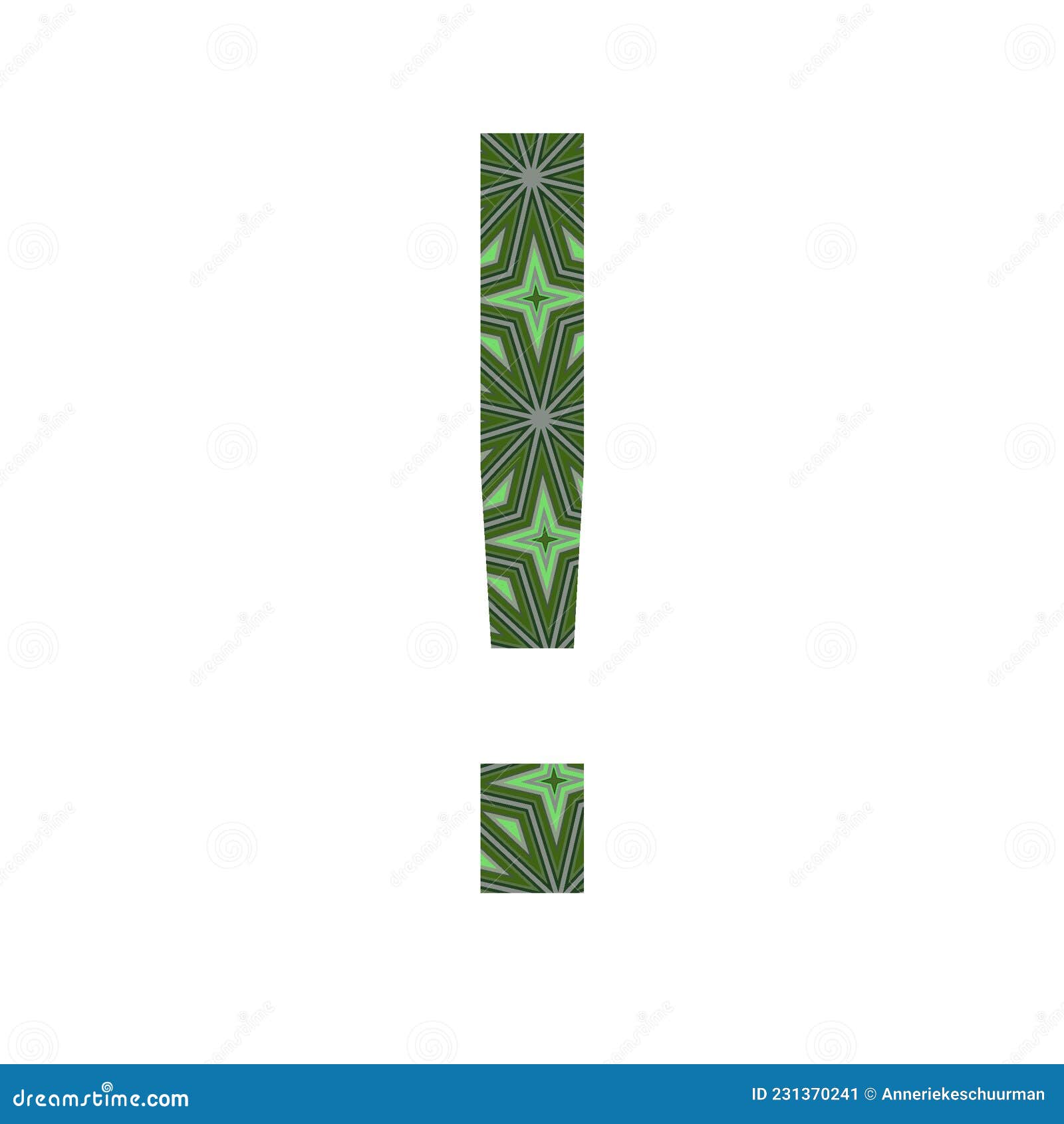 Exclamation Mark of the Alphabet Made with a Pattern of Green Stars ...