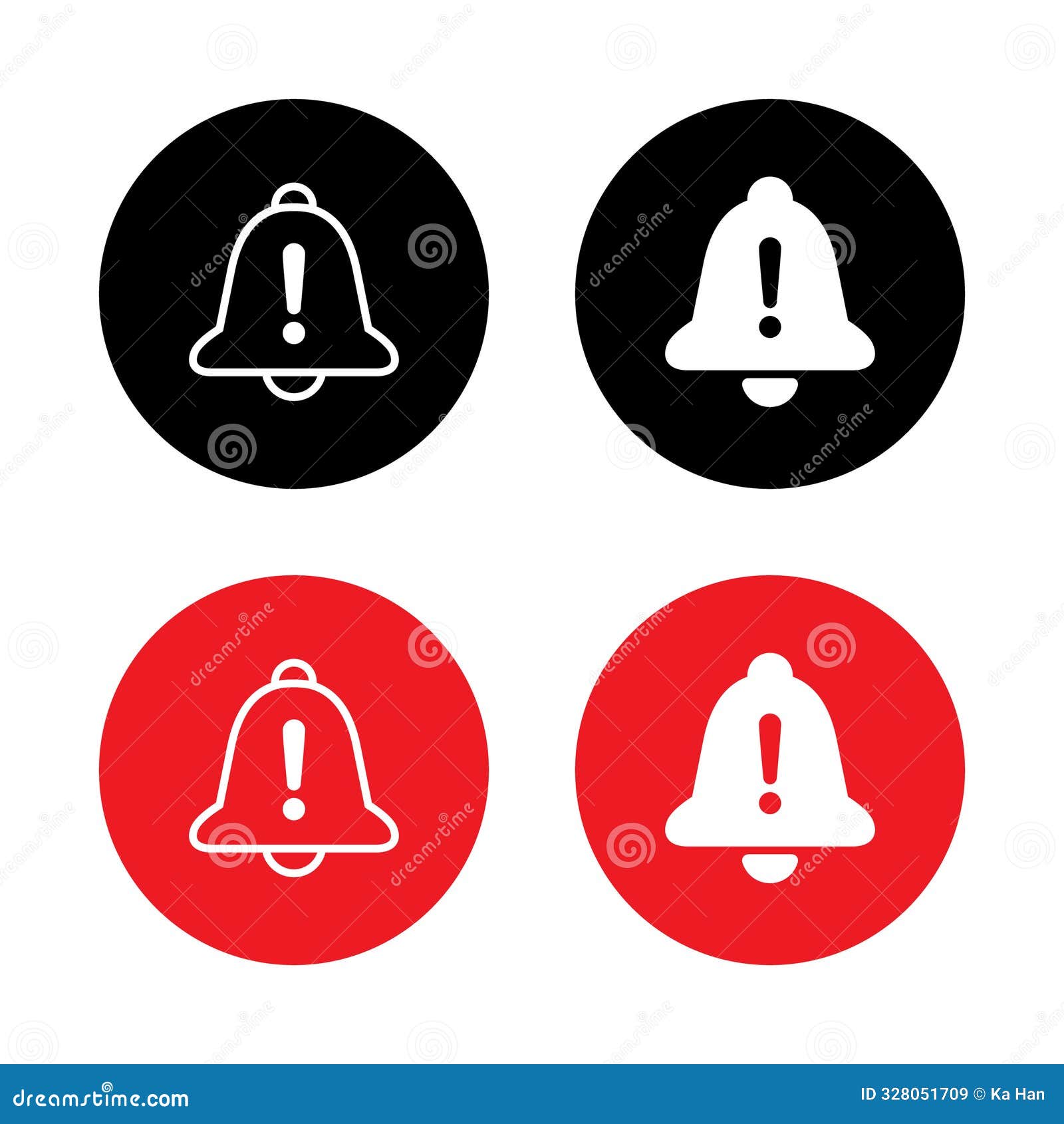 Exclamation Mark with Bell Icon on Circle Background. Danger Attention ...