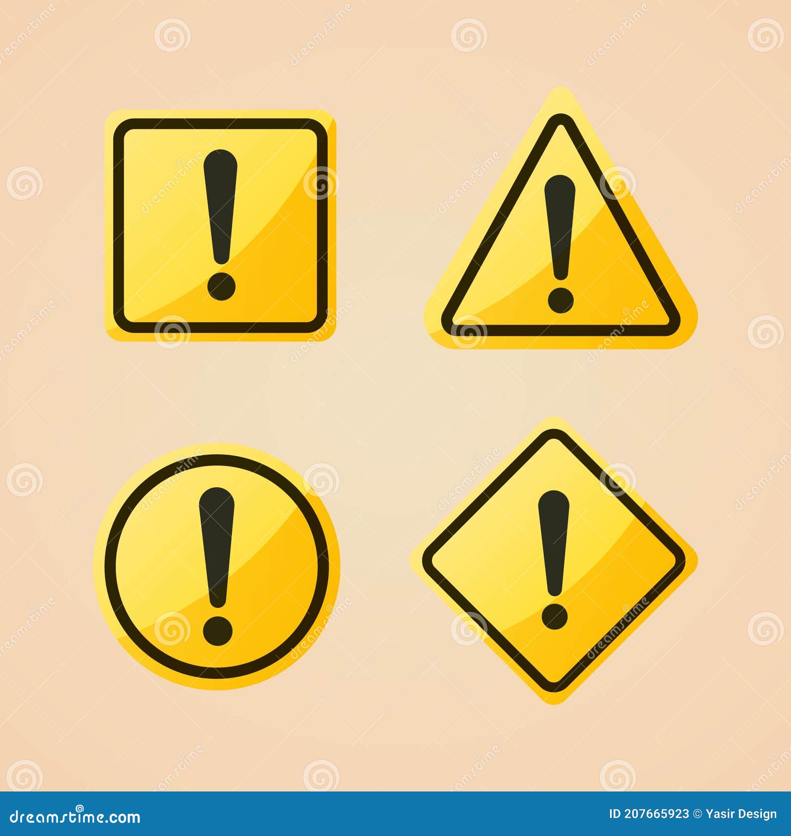 Exclamation Mark Beware Icons Set Stock Vector - Illustration of alert ...