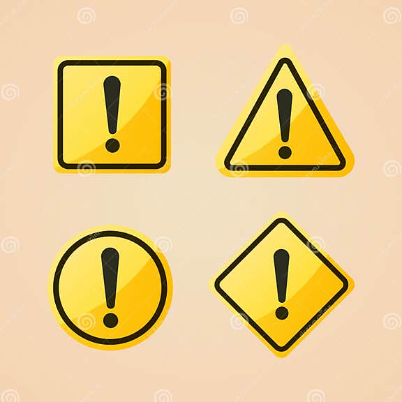 Exclamation Mark Beware Icons Set Stock Vector - Illustration of alert ...