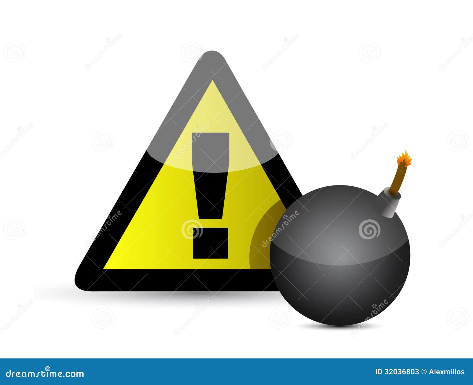 Exclamation Mark and Black Bomb. Stock Illustration - Illustration of ...