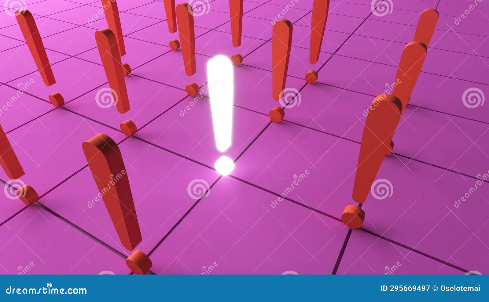Exclamation Mark on Blue Background, Caution Warning,3d Rendering Stock ...