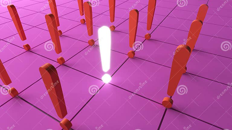 Exclamation Mark on Blue Background, Caution Warning,3d Rendering Stock ...