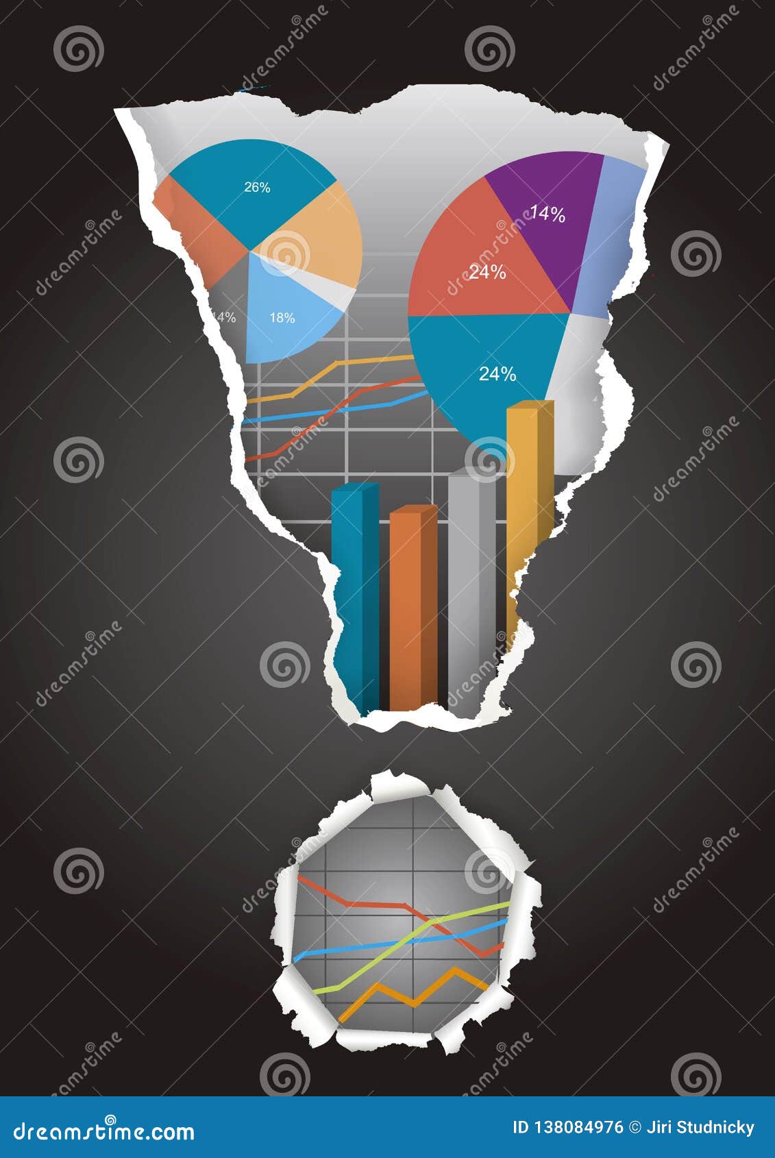Exclamation Mark with Business Charts. Stock Vector - Illustration of ...