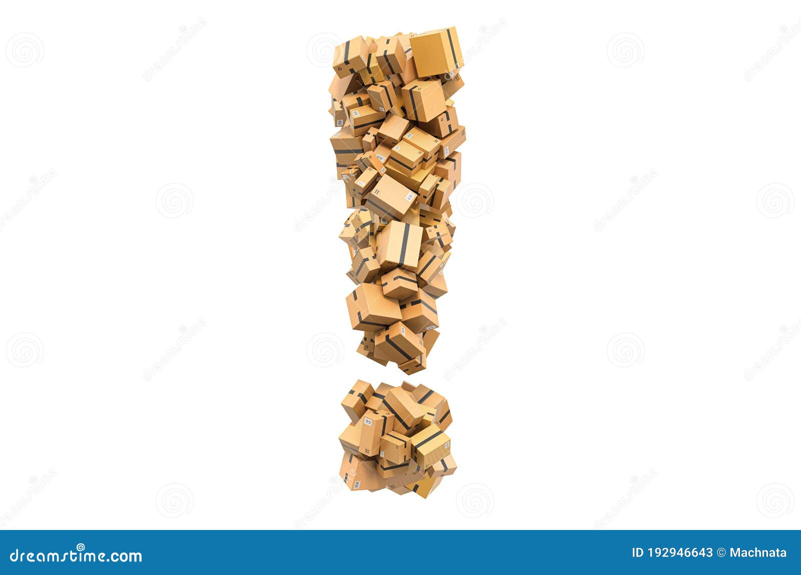 Exclamation Mark from Cardboard Boxes. 3D Rendering Stock Illustration ...