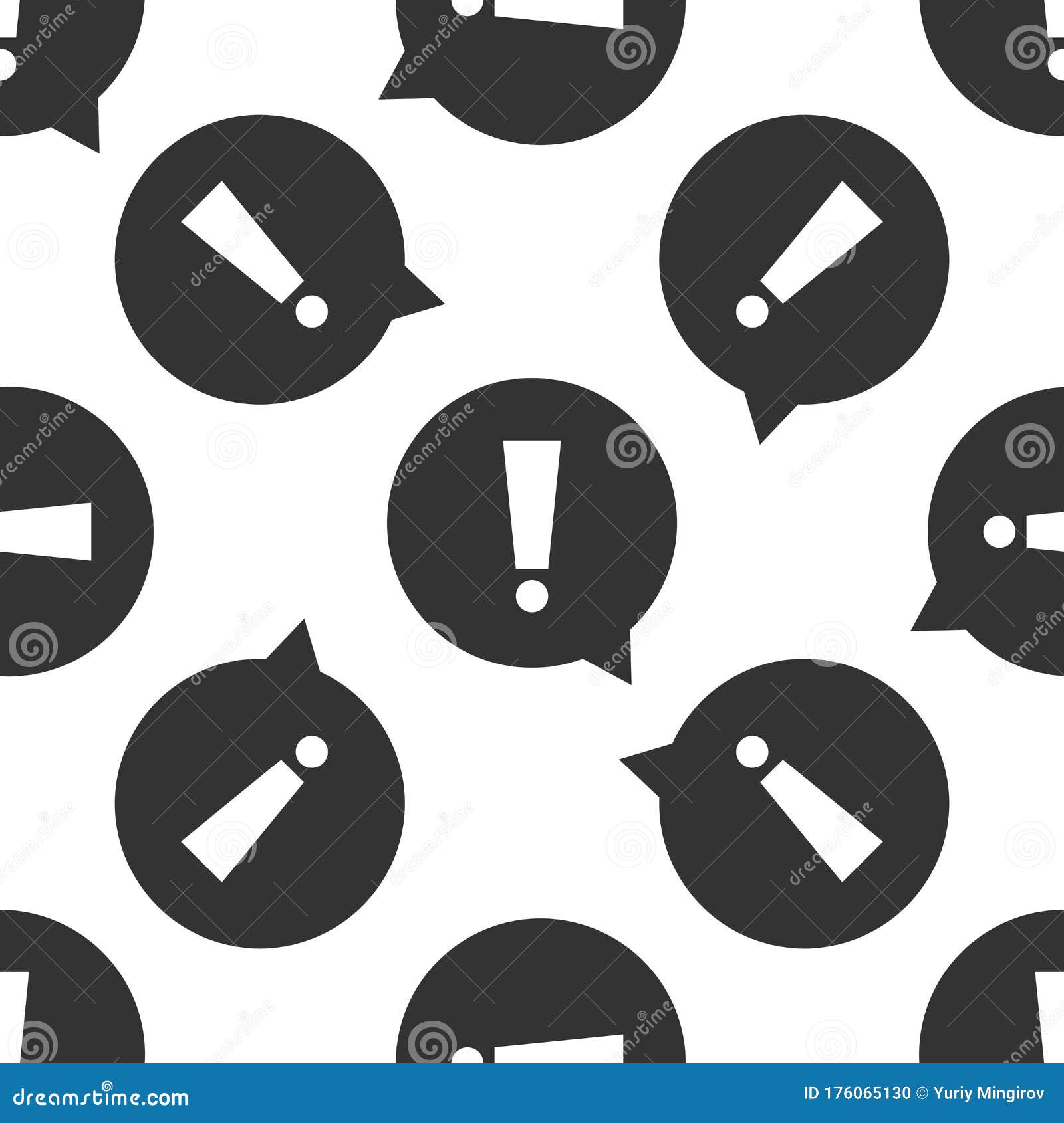 Exclamation Mark in Circle. Hazard Warning Symbol Icon Seamless Pattern ...