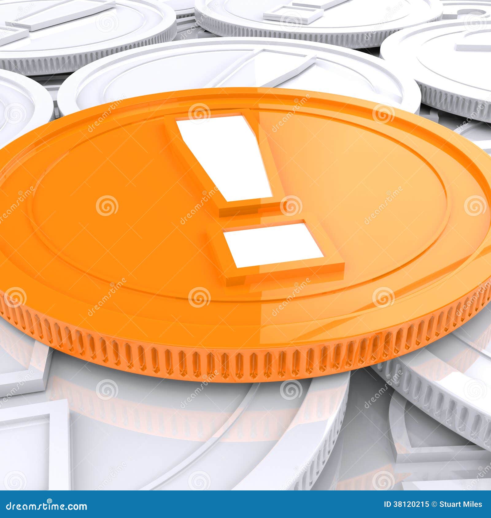 Exclamation Mark Coin Shows Financial Shock Stock Illustration ...