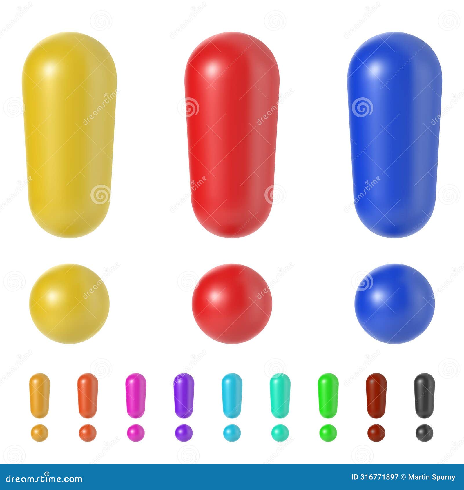 Exclamation Mark Coloured Set Isolated on White Background Stock Vector ...