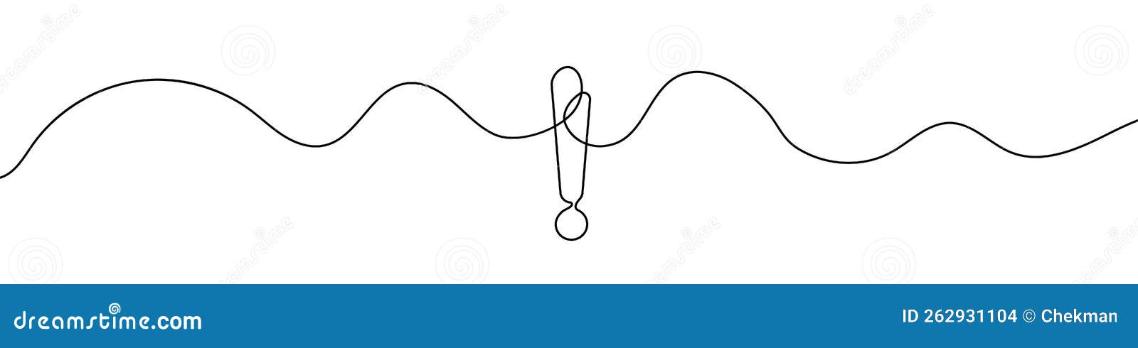 Exclamation Mark in Continuous Line Drawing Style. Line Art of of an ...