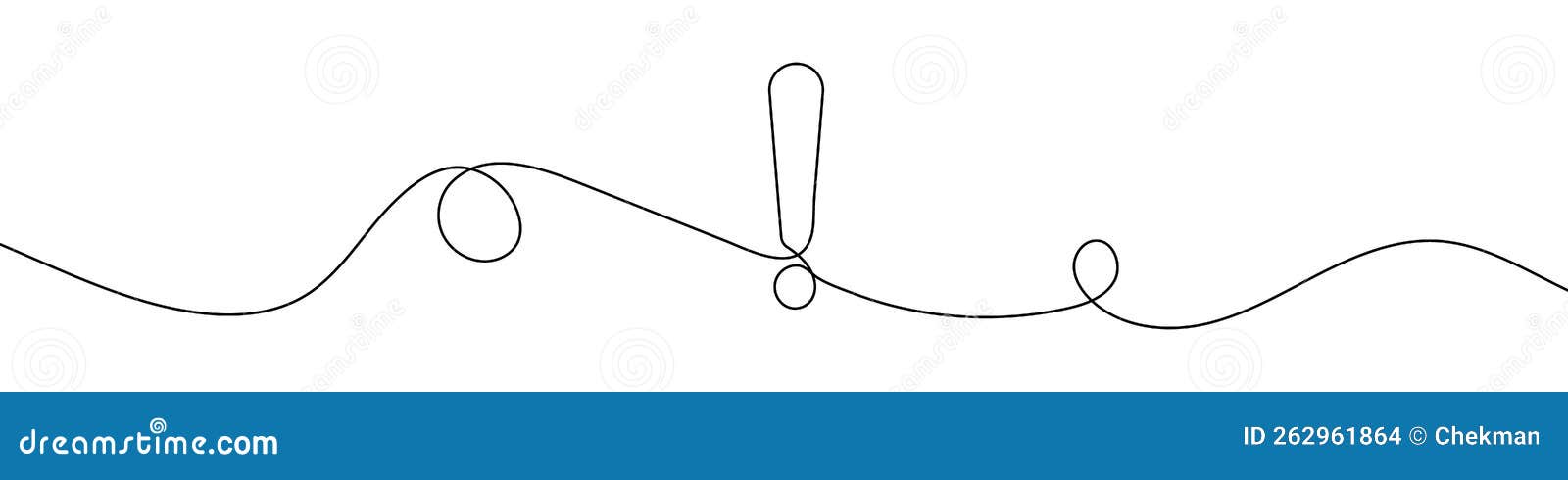 Exclamation Mark in Continuous Line Drawing Style. Line Art of ...