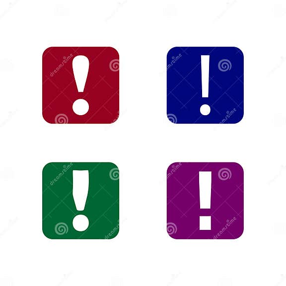 Exclamation Mark in Different Colored Square. Vector Illustration. EPS ...