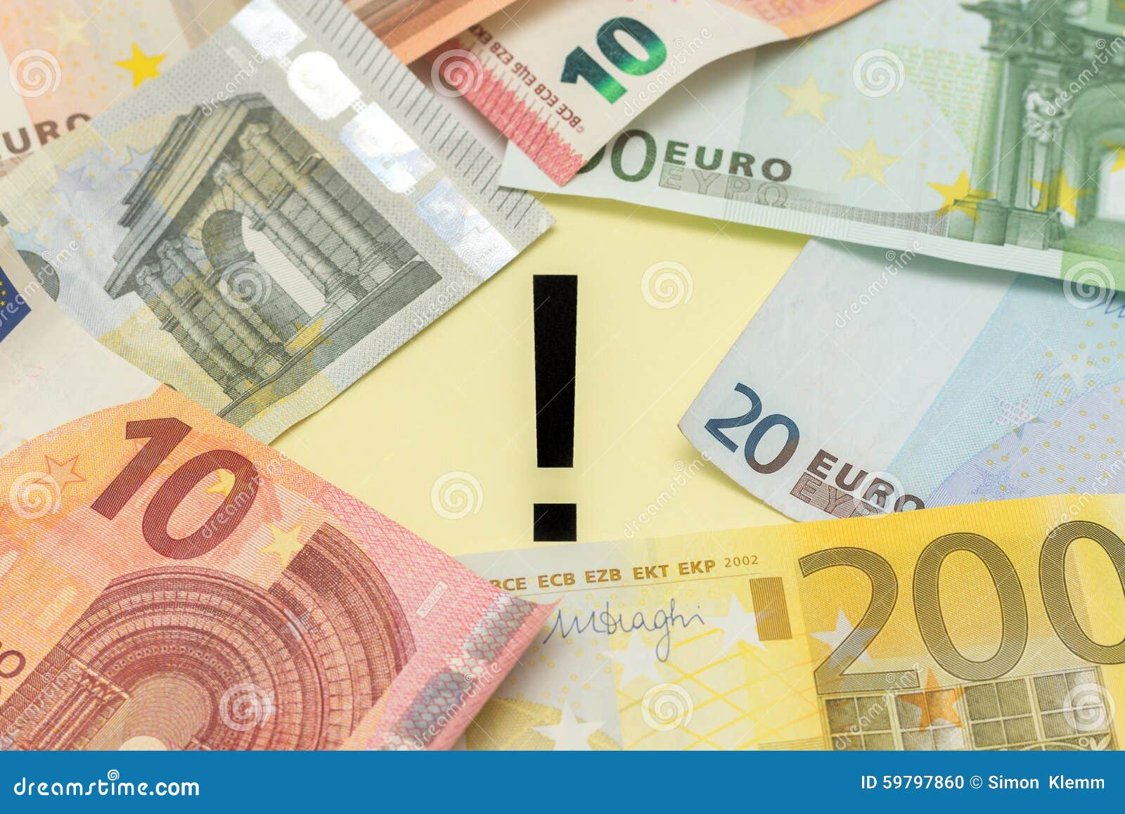 Exclamation Mark Euro Notes Money Stock Photo - Image of decline ...