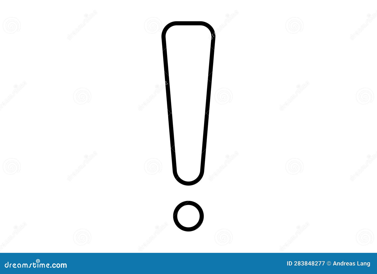 Exclamation Mark Flat Icon Minimalistic Line Shape Symbol Black Sign ...