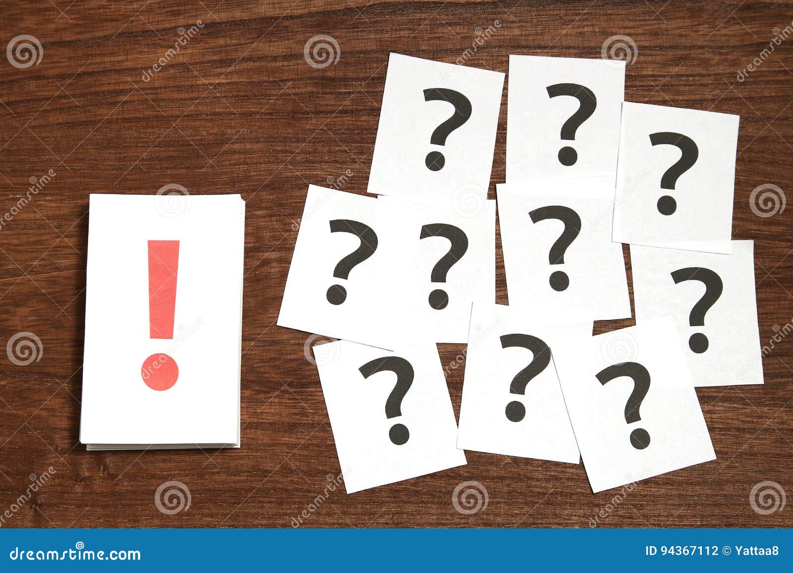 Exclamation Mark in Front of Many Question Marks. Stock Photo - Image ...