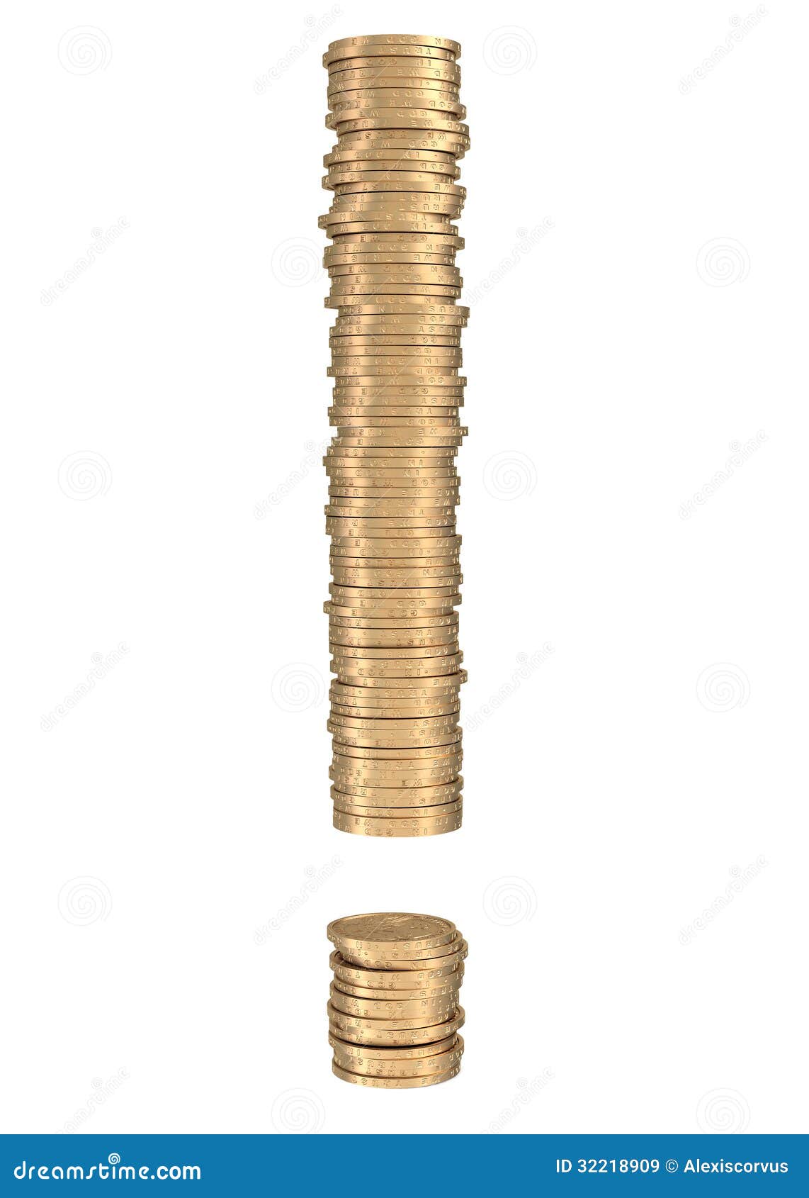 Exclamation Mark of Gold Coins Stock Illustration - Illustration of ...