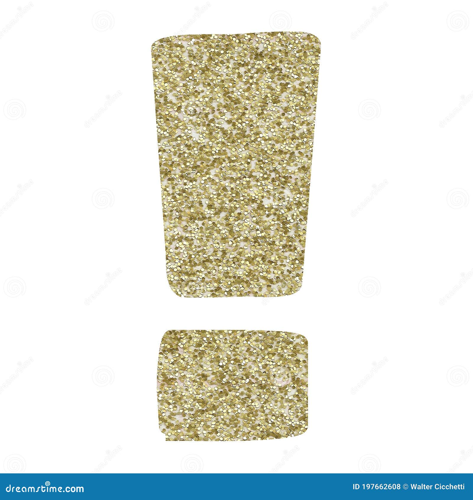 Exclamation Mark Gold Glitter on White Background Stock Photo - Image ...