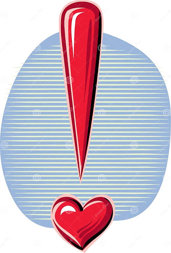 Exclamation mark of heart. stock illustration. Illustration of product ...