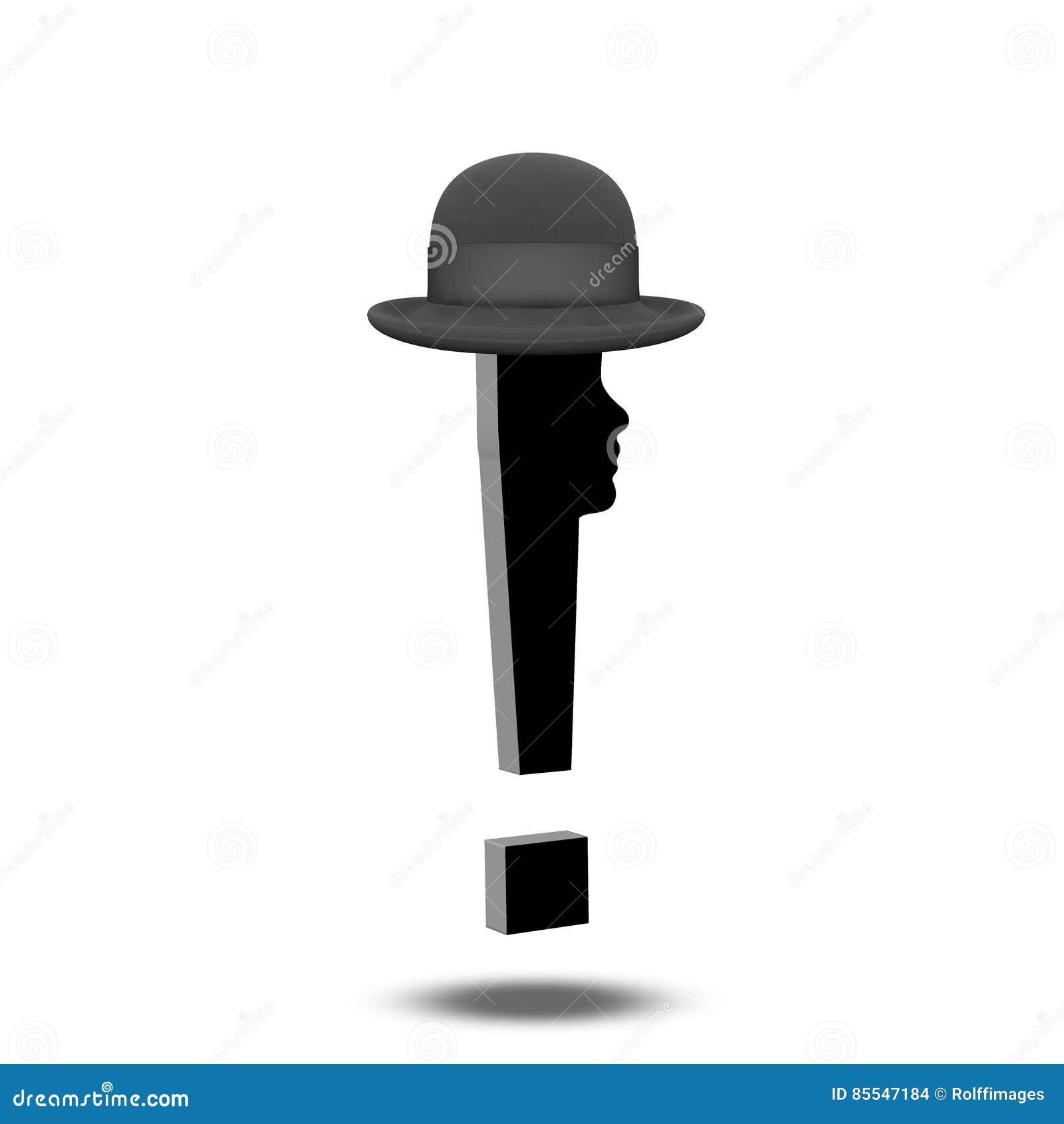 Exclamation Mark with Human Face Hat Stock Illustration - Illustration ...
