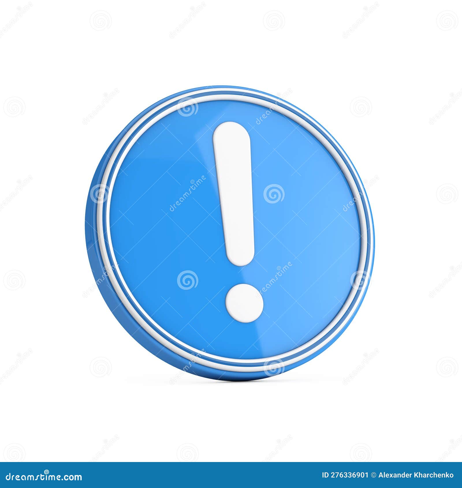 Exclamation Mark Icon in Blue Circle Button. 3d Rendering Stock Image ...