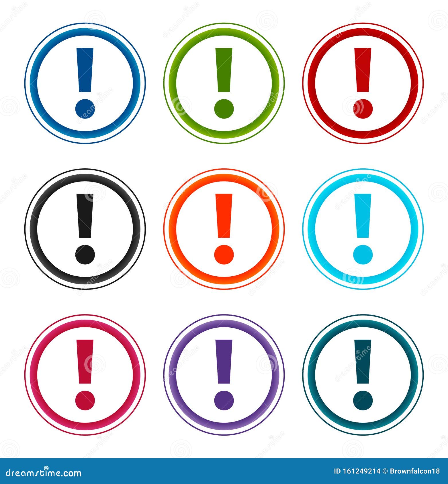 Exclamation Mark Icon Flat Round Buttons Set Illustration Design Stock ...