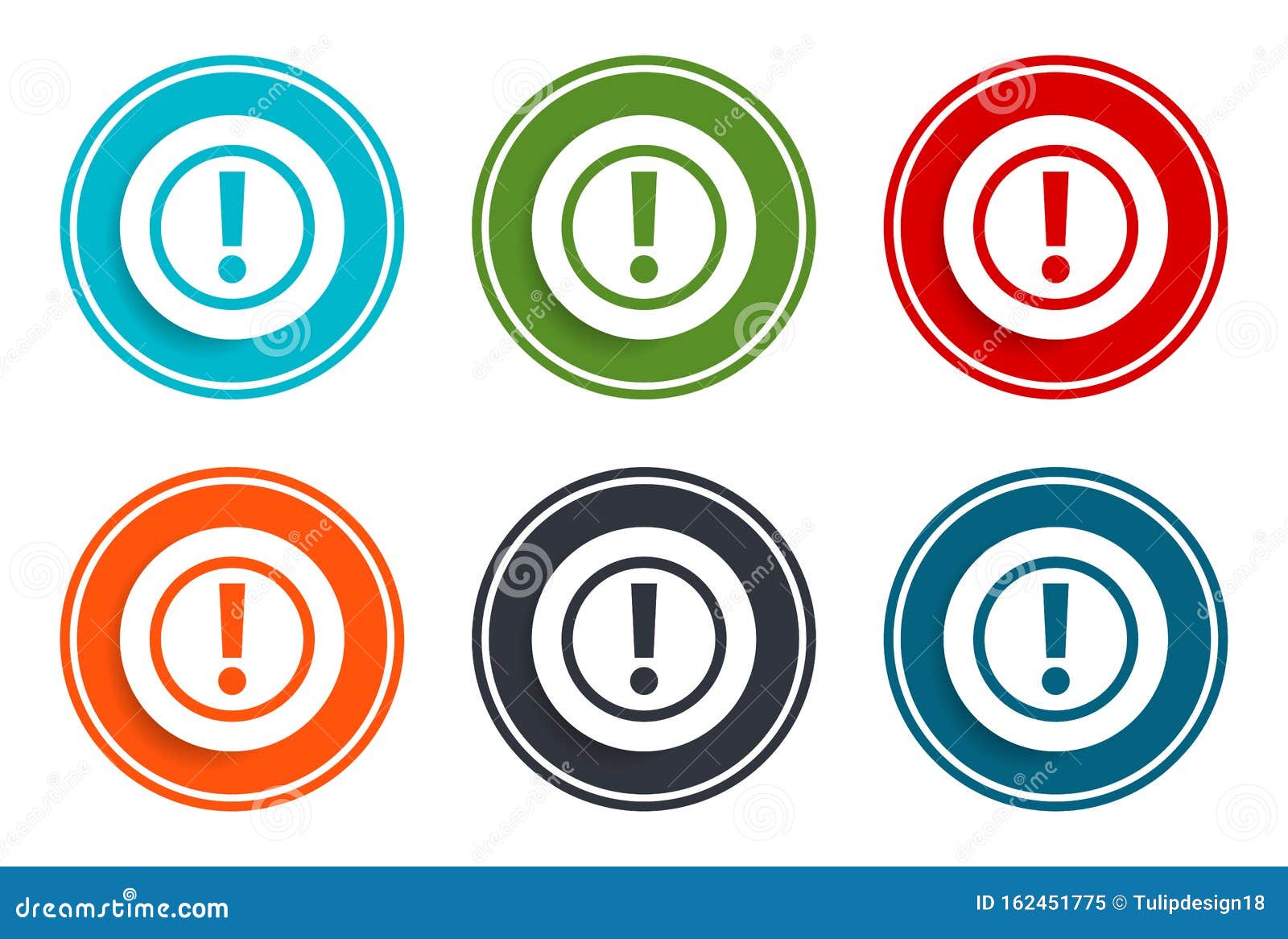 Exclamation Mark Icon Flat Vector Illustration Design Round Buttons ...