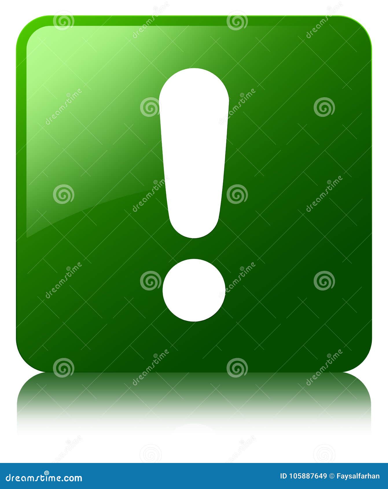 Exclamation Mark Icon Green Square Button Stock Illustration ...