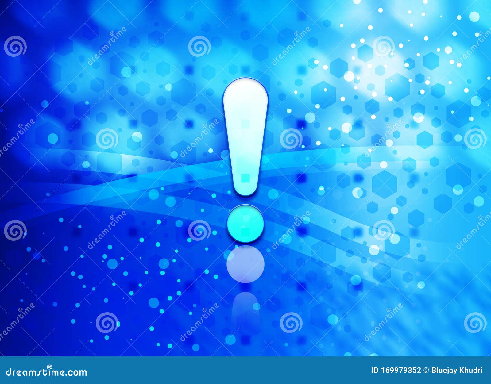 Exclamation Mark Icon Abstract Light Cyan Blue Hexagon Pattern ...