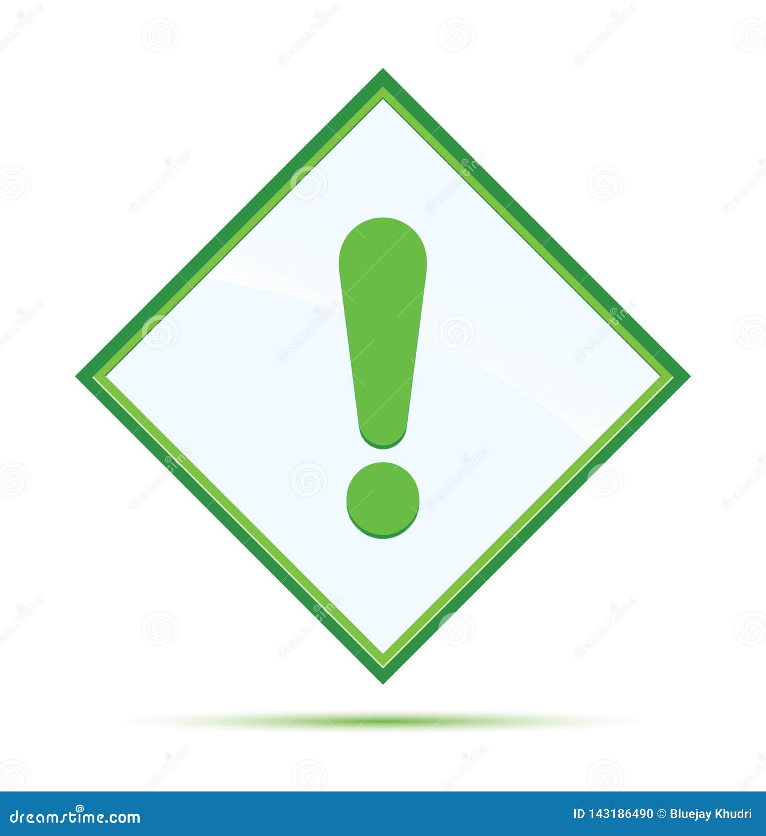 Exclamation Mark Icon Modern Abstract Green Diamond Button Stock ...