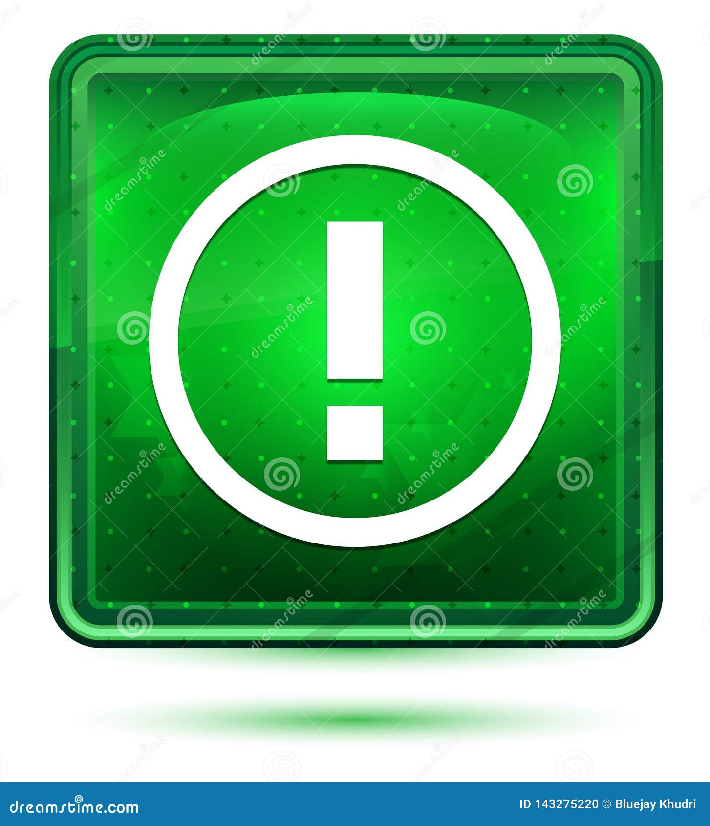 Exclamation Mark Icon Neon Light Green Square Button Stock Illustration ...