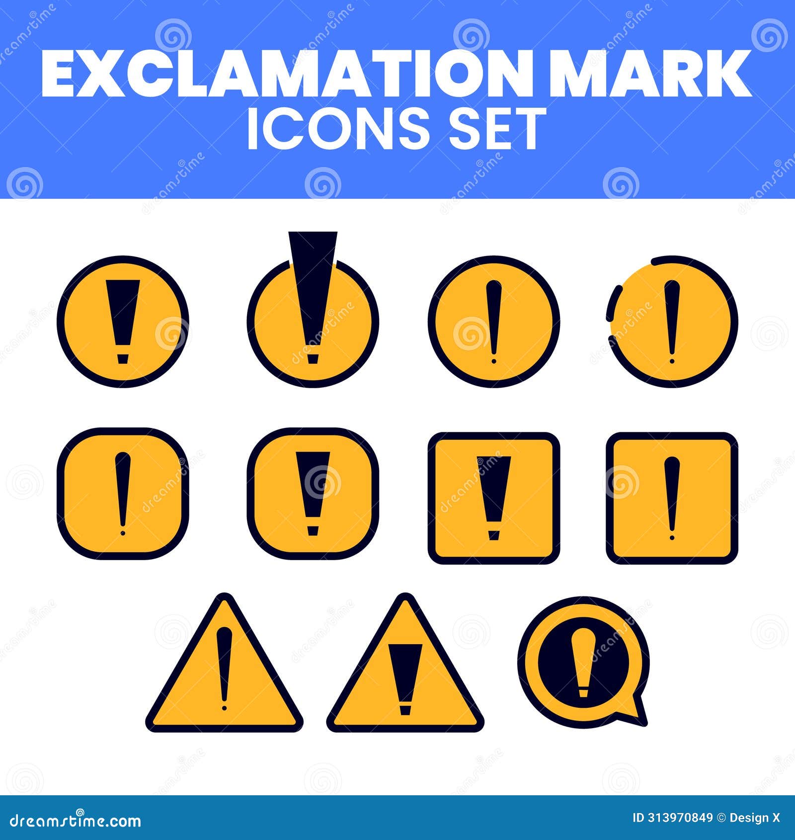 Exclamation Mark Icons Set Vector Exclamation Mark Icons Warning Sign ...